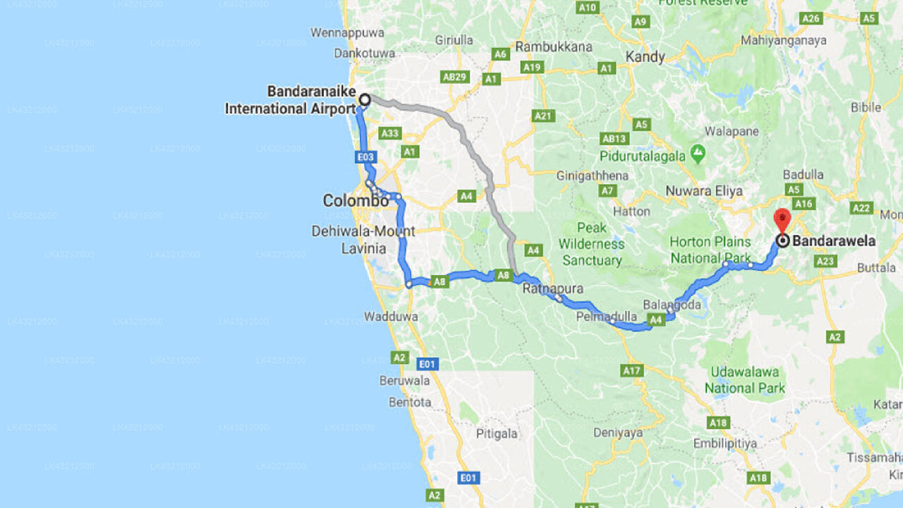 Transfer between Colombo Airport (CMB) and Ceylon Tea Bungalows, Banda ...